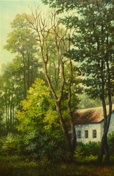 Curtea scolii. Tablou de Eduard Sandu