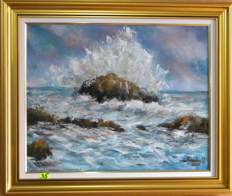 PEISAJ DE MARE CU STANCI. Tablou de Andreescu Razvan