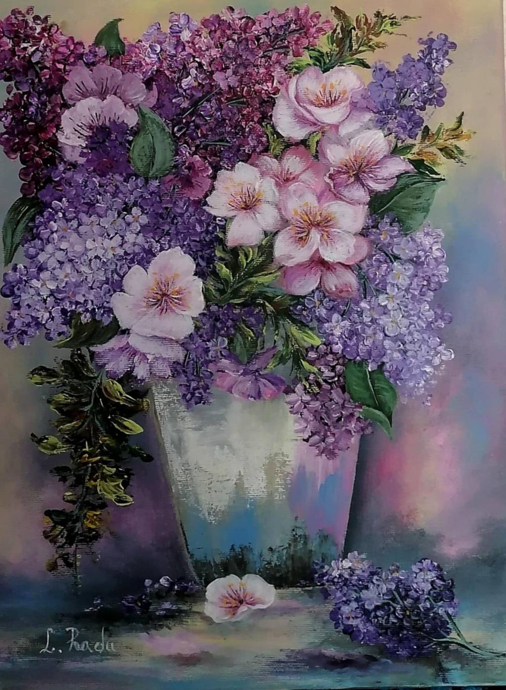 FLORI DE MAR SI LILIAC. Tablou de Radu Liliana