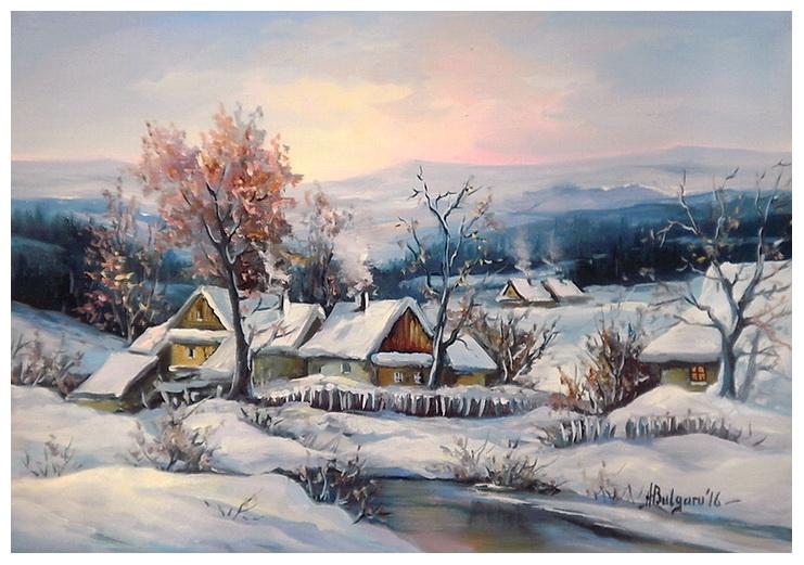 CU IARNA IN SAT. Tablou de Anca Bulgaru