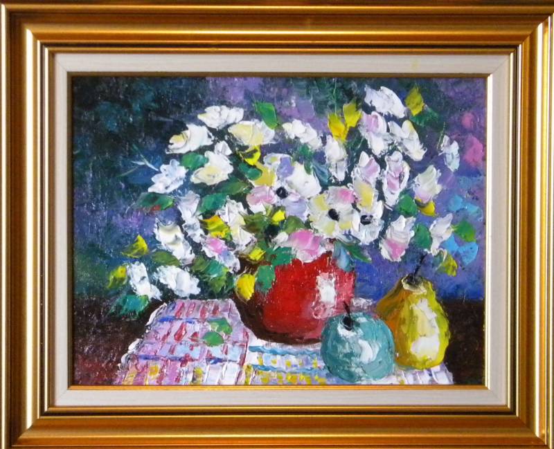 FLORI ALBE SI FRUCTE. Tablou de Andreescu Razvan