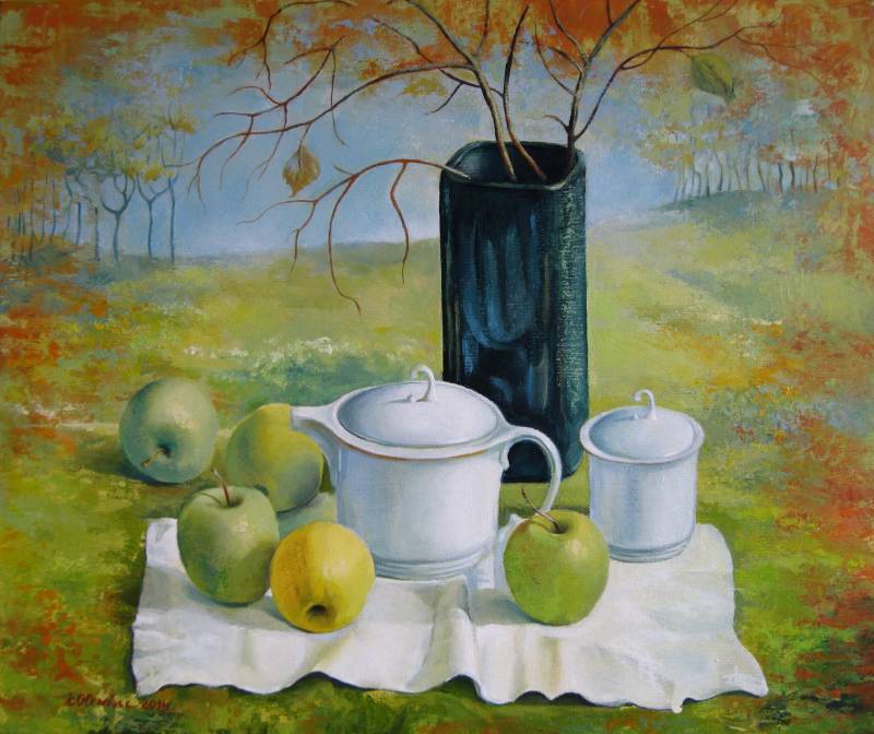 Mere verzi. Tablou de Elena Oleniuc