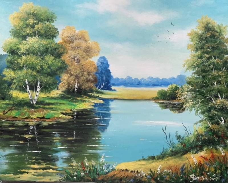 Peisaj de vara in mijlocul naturii. Tablou de Marian Ionescu