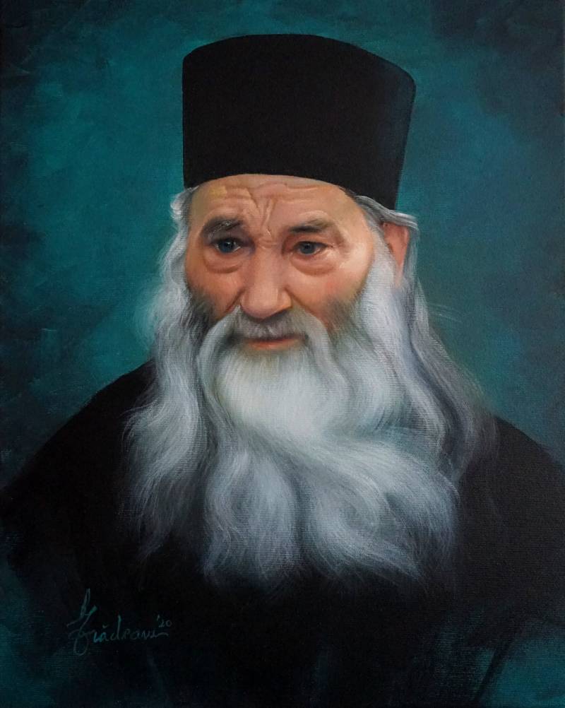 PORTRETUL PARINTELUI IUSTIN PARVU . Tablou de NELU GRADEANU