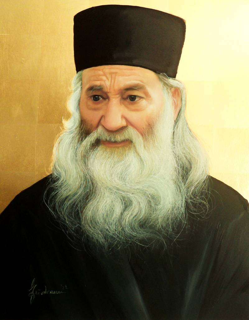 Portretul Parintelui IUSTIN PARVU . Tablou de NELU GRADEANU